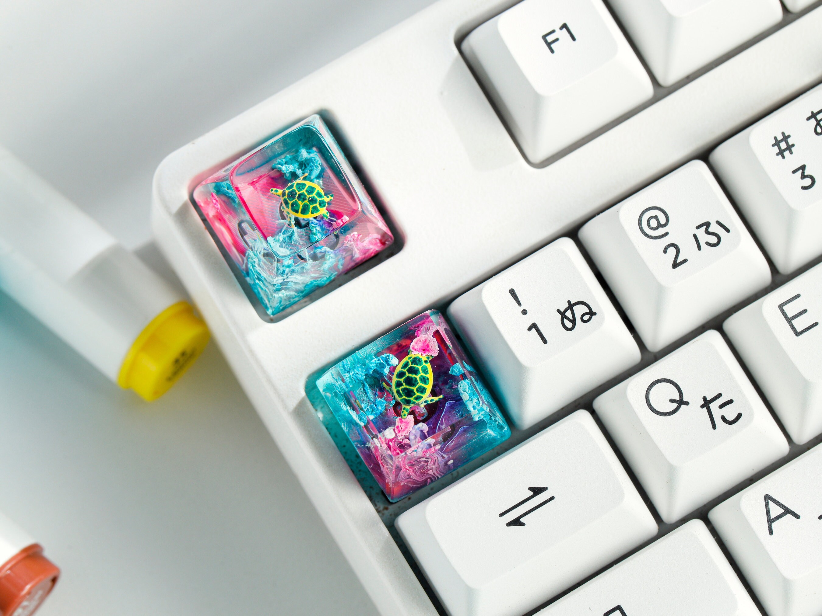 Artisan Keycap Sea Turtle Keycap Blue Pink Coral Resin Turtle - Etsy