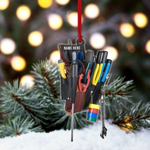 Personalized Electrician Tool Bag Christmas Ornament, Electrician Lover ...