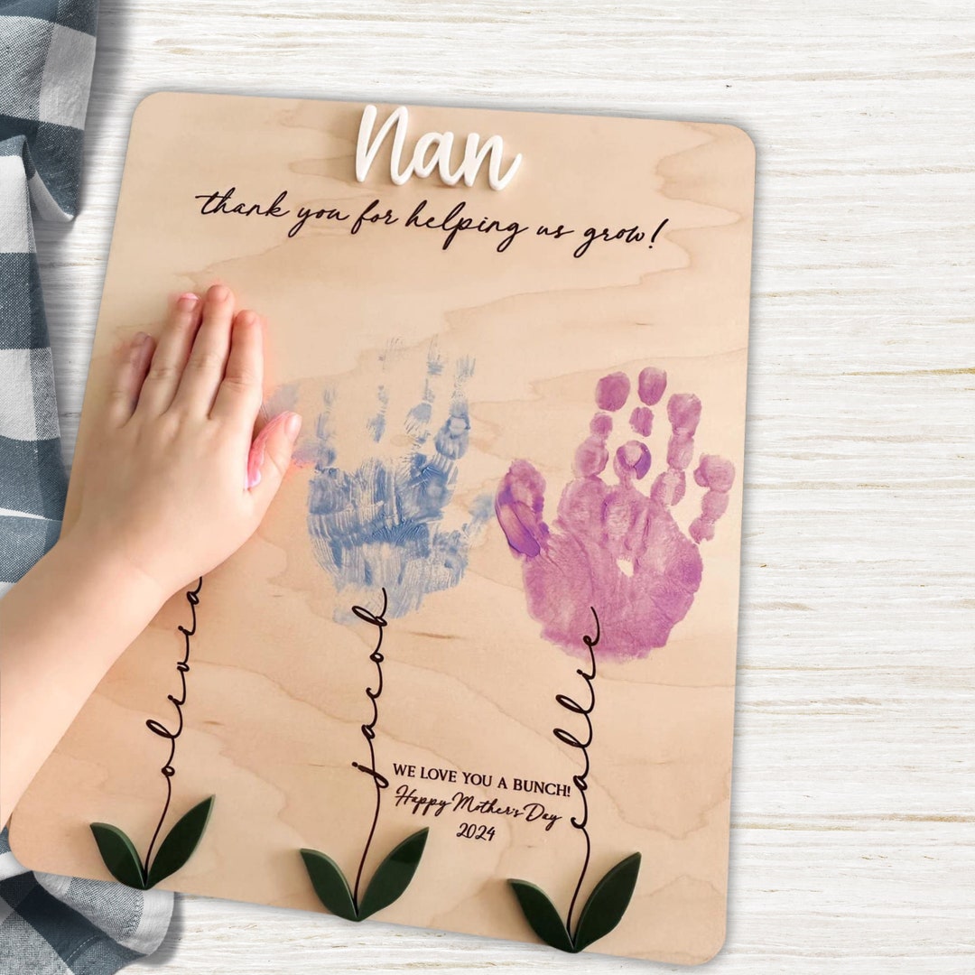Personalized Mothers Day Handprint Print Sign, Custom Hand Print Sign ...