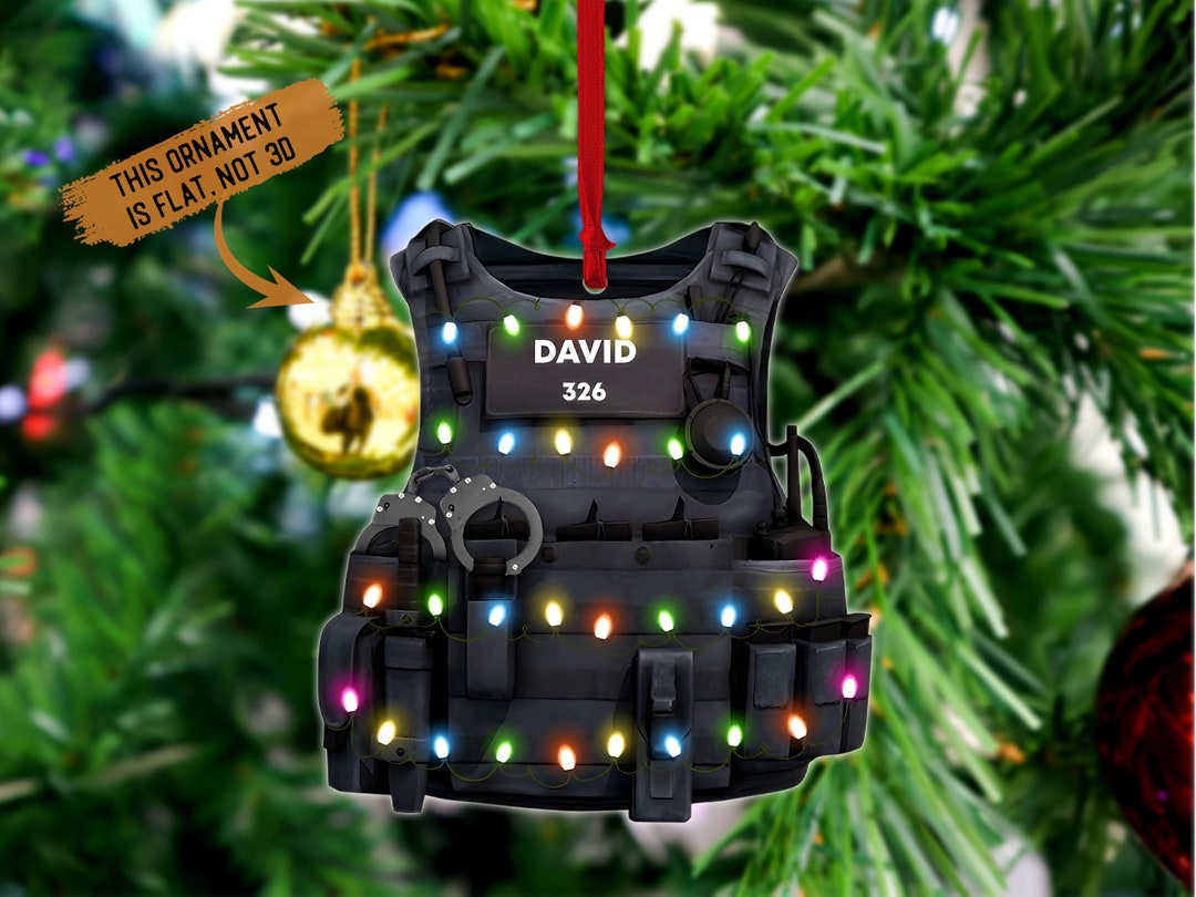 Personalized Police Bulletproof Vest Christmas Ornament, Bulletproof ...