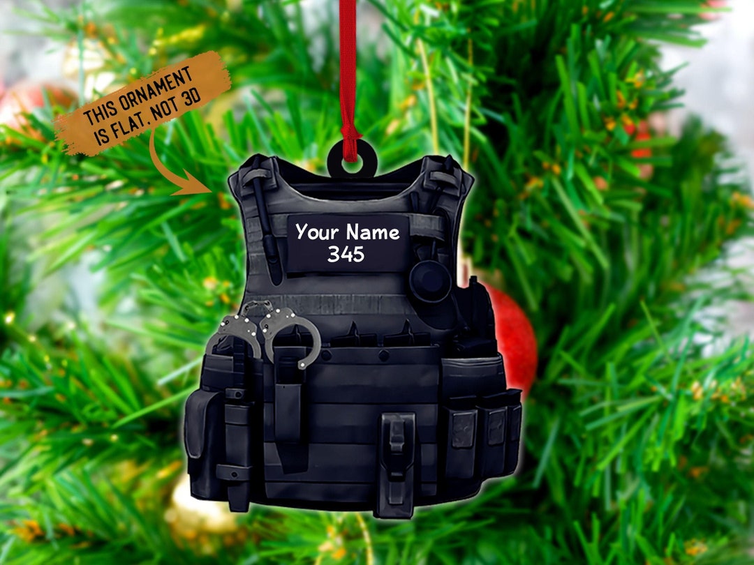 Personalized Police Vest Christmas Ornament, Bulletproof Jacket Flat ...