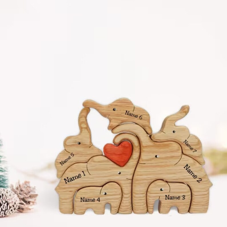 Custom Wooden Elephant Puzzle Elephant Family Puzzle Family - Etsy