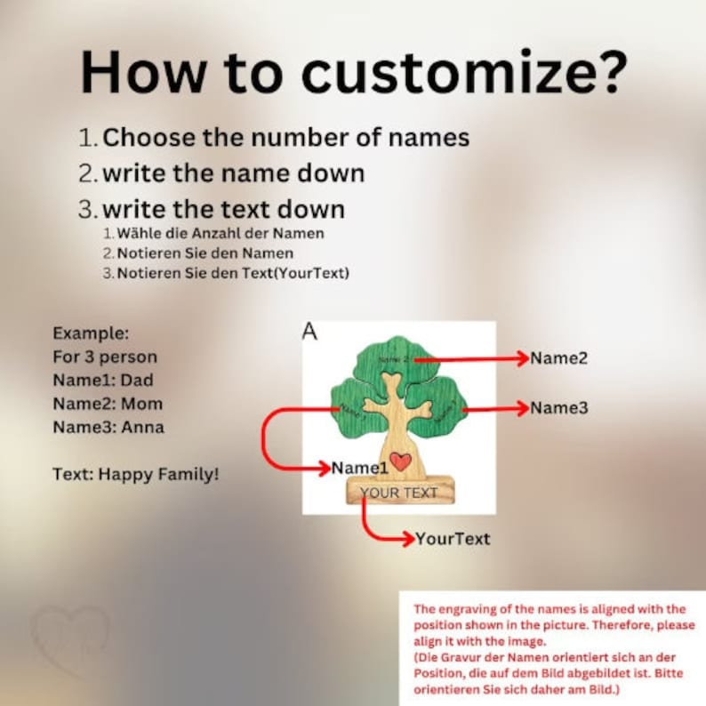 Custom Wooden Family Tree Puzzle Personalized Theme Art Tree DIY Name ...