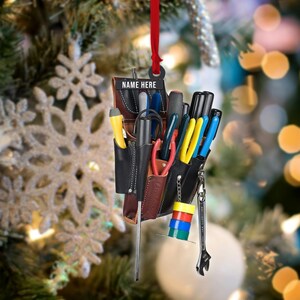 Personalized Electrician Tool Bag Christmas Ornament, Electrician Lover ...