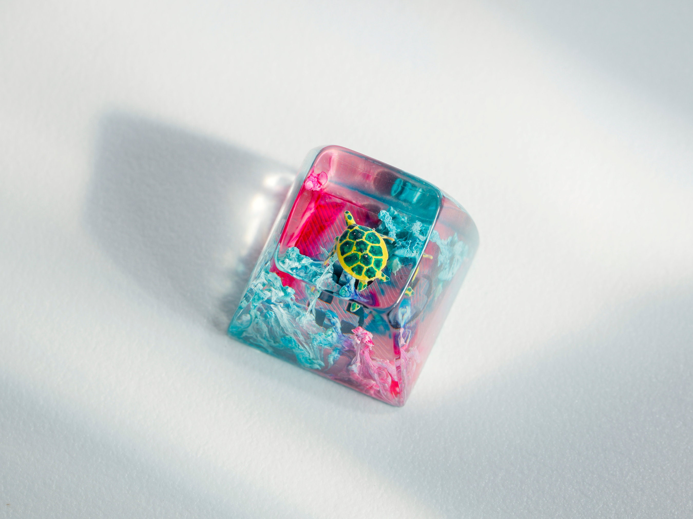 Artisan Keycap Sea Turtle Keycap Blue Pink Coral Resin Turtle - Etsy