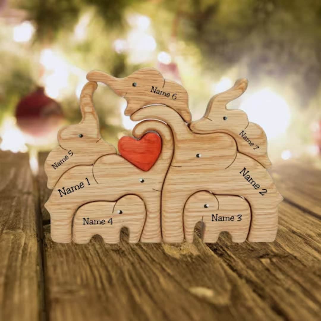 Custom Wooden Elephant Puzzle Elephant Family Puzzle Family - Etsy
