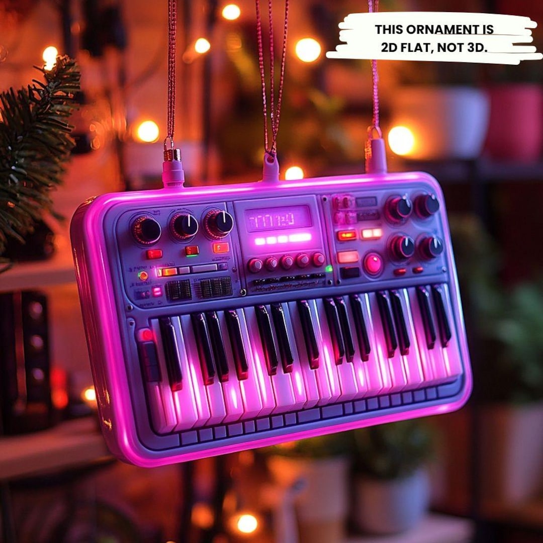 Custom Retro Synth Keyboard 2D FLAT Ornament – Neon Music Lover ...