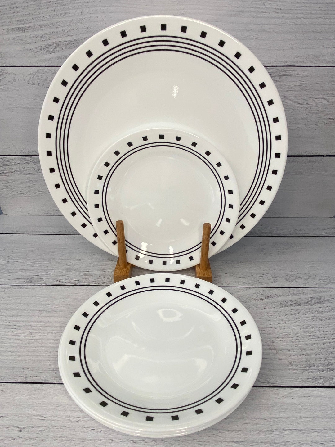 Corelle Vitrelle Black & White Plates - Etsy