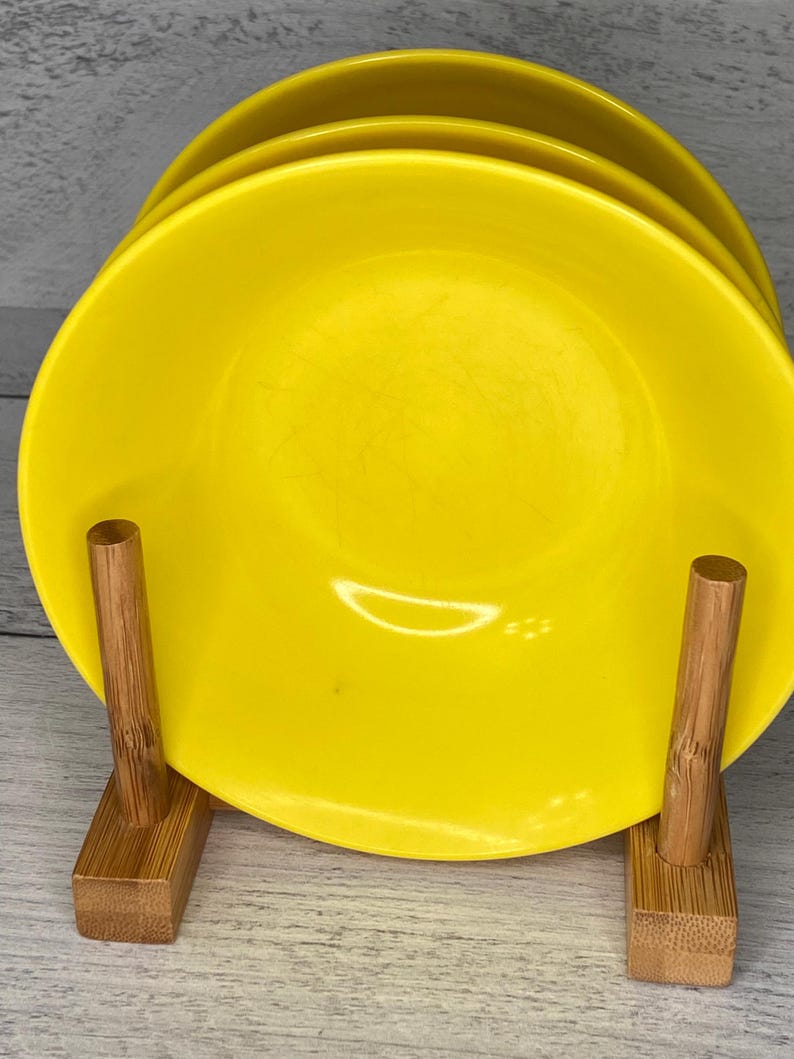 Vintage Melamine Yellow Plate Set - Etsy
