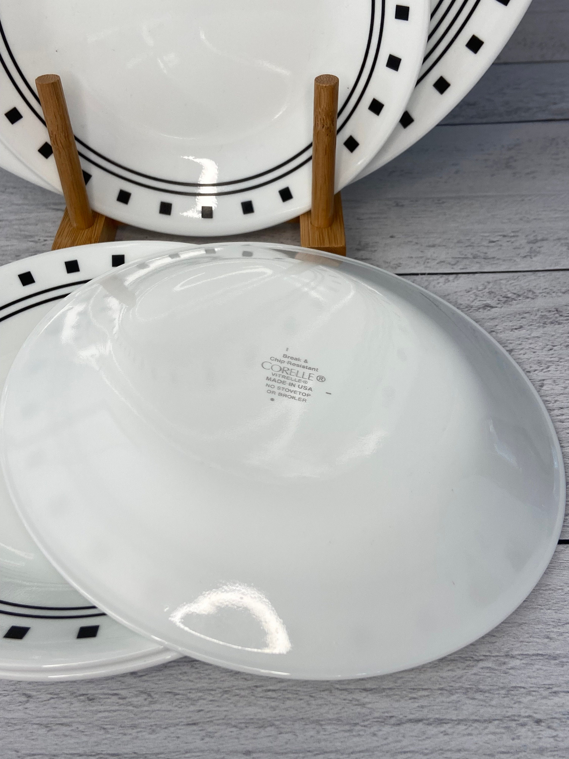 Corelle Vitrelle Black & White Plates - Etsy