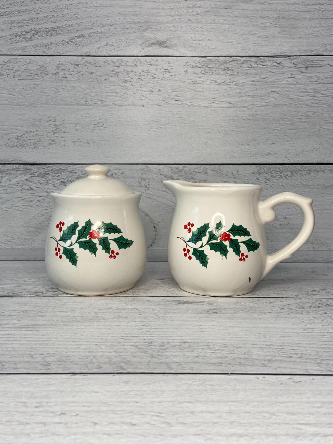 Holly Sugar Bowl and Creamer Set - Etsy