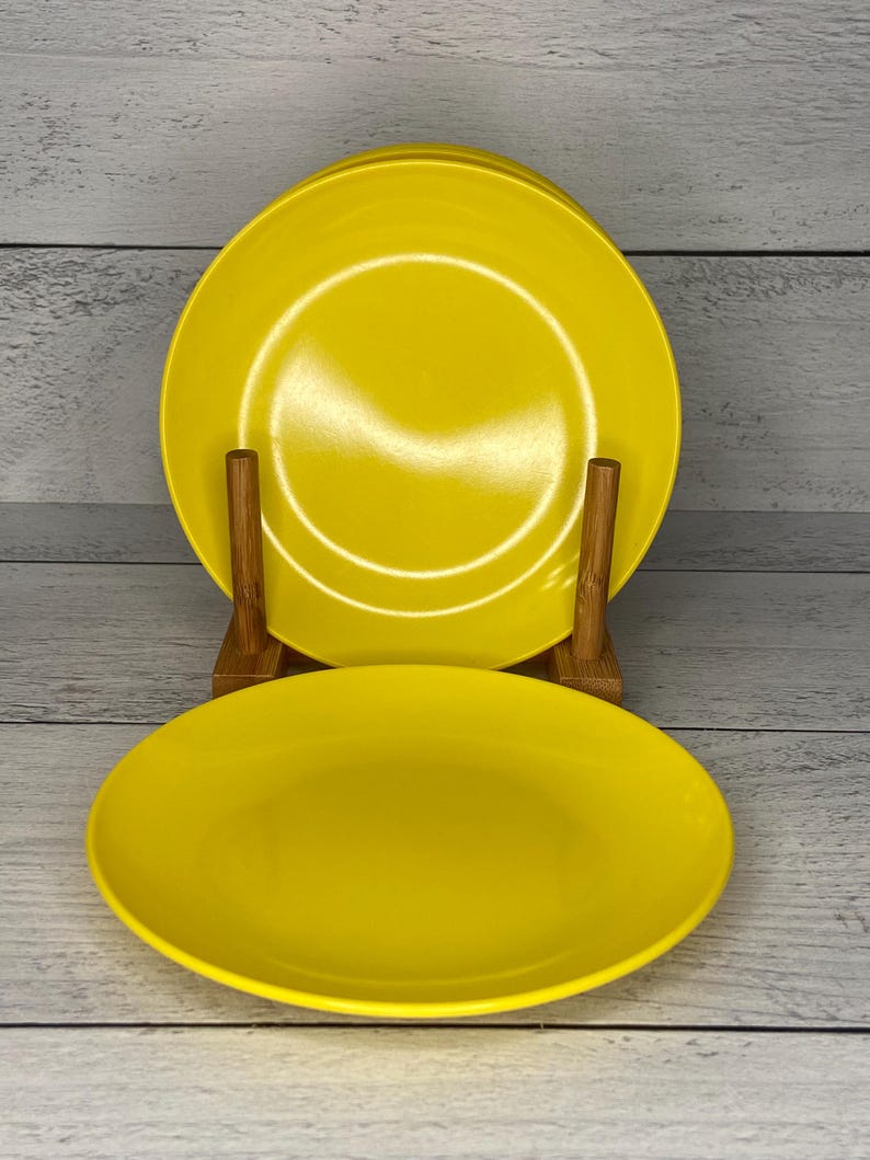 Vintage Melamine Yellow Plate Set - Etsy