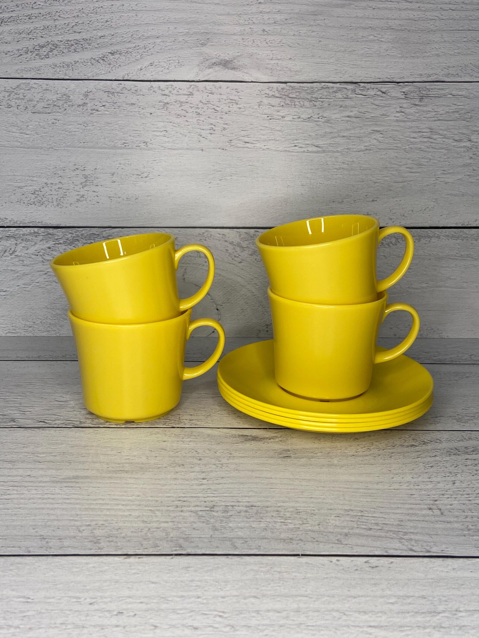 Vintage Melamine Yellow Plate Set - Etsy