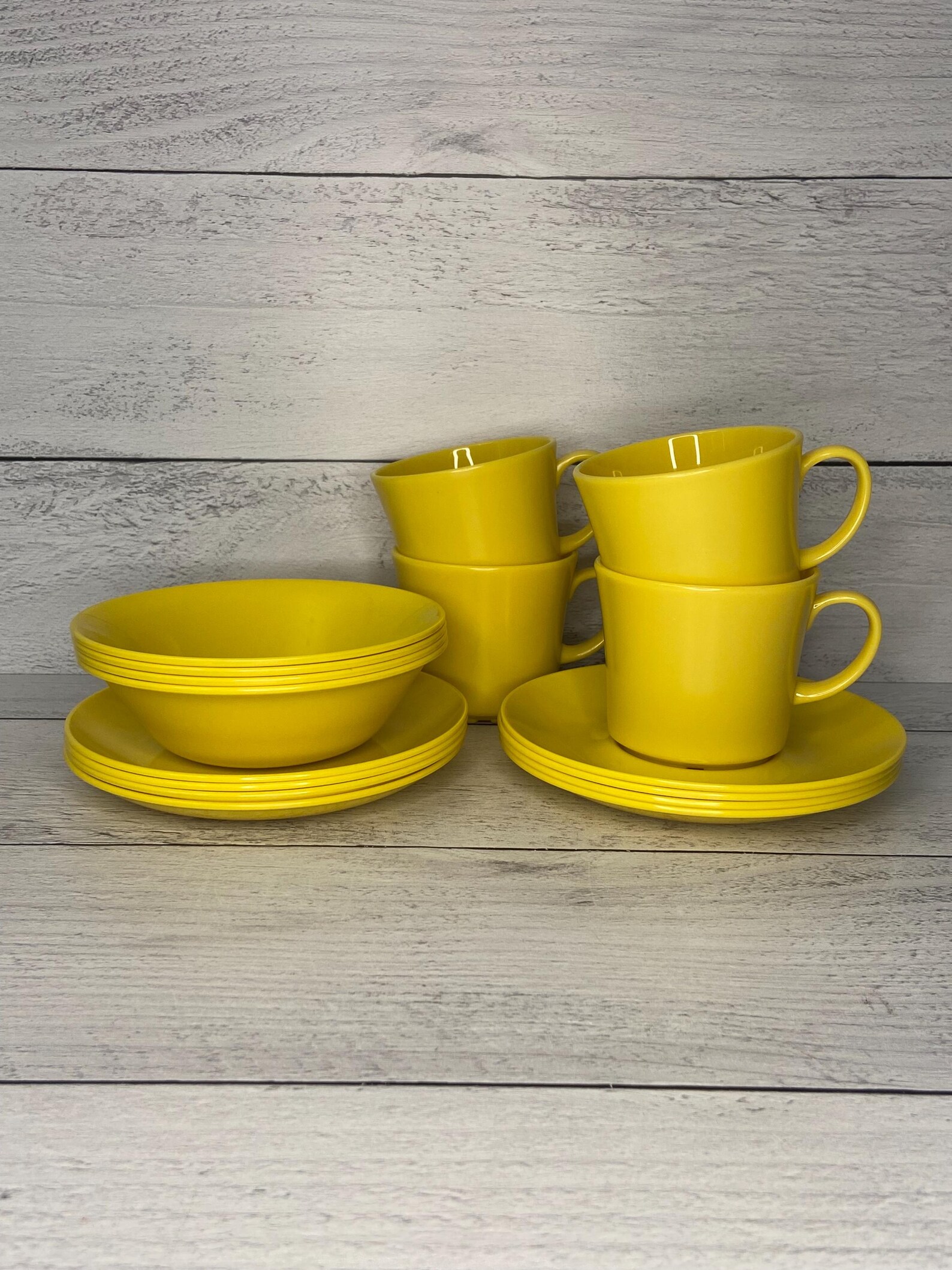 Vintage Melamine Yellow Plate Set - Etsy