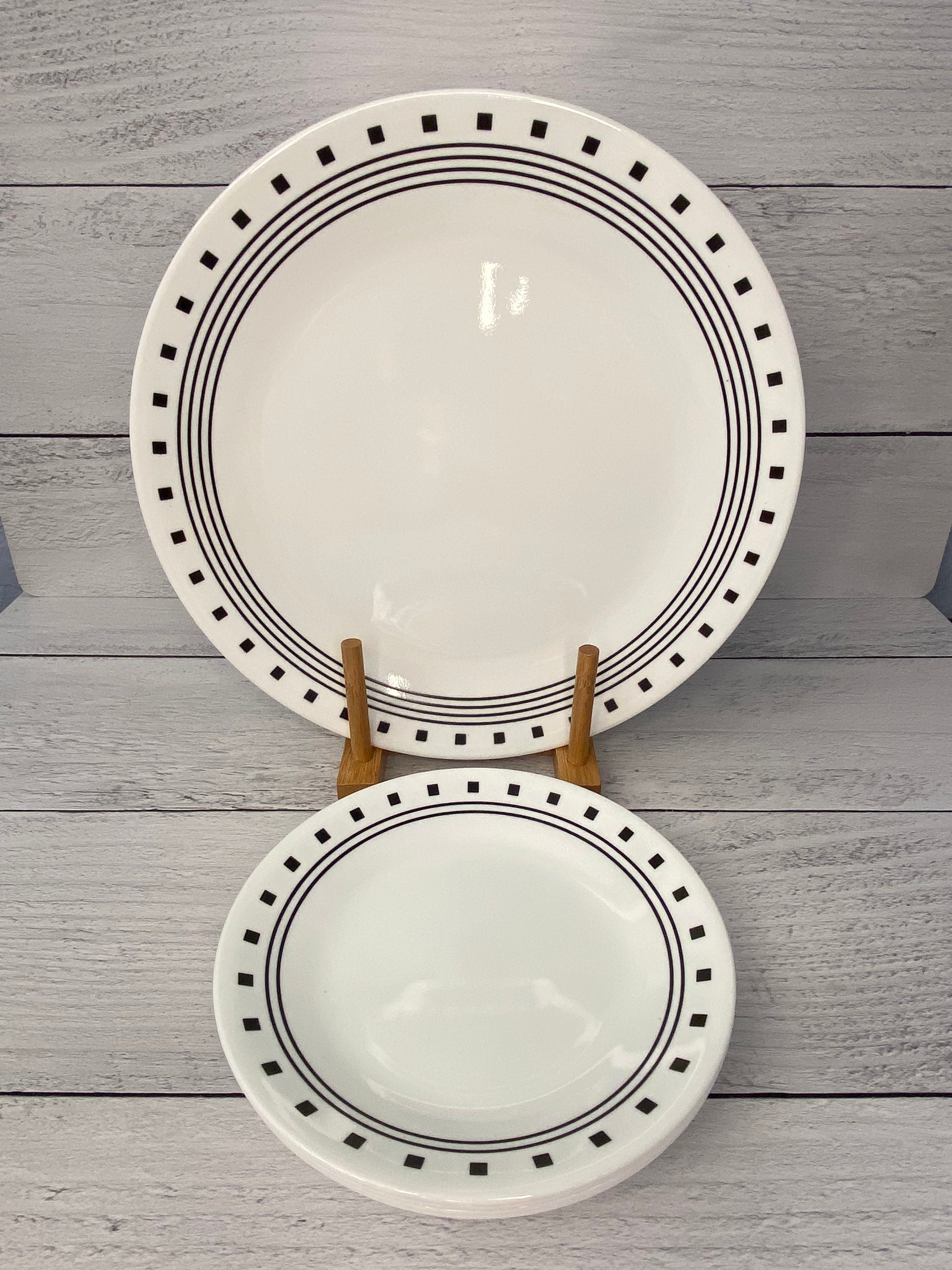 Corelle Vitrelle Black & White Plates - Etsy