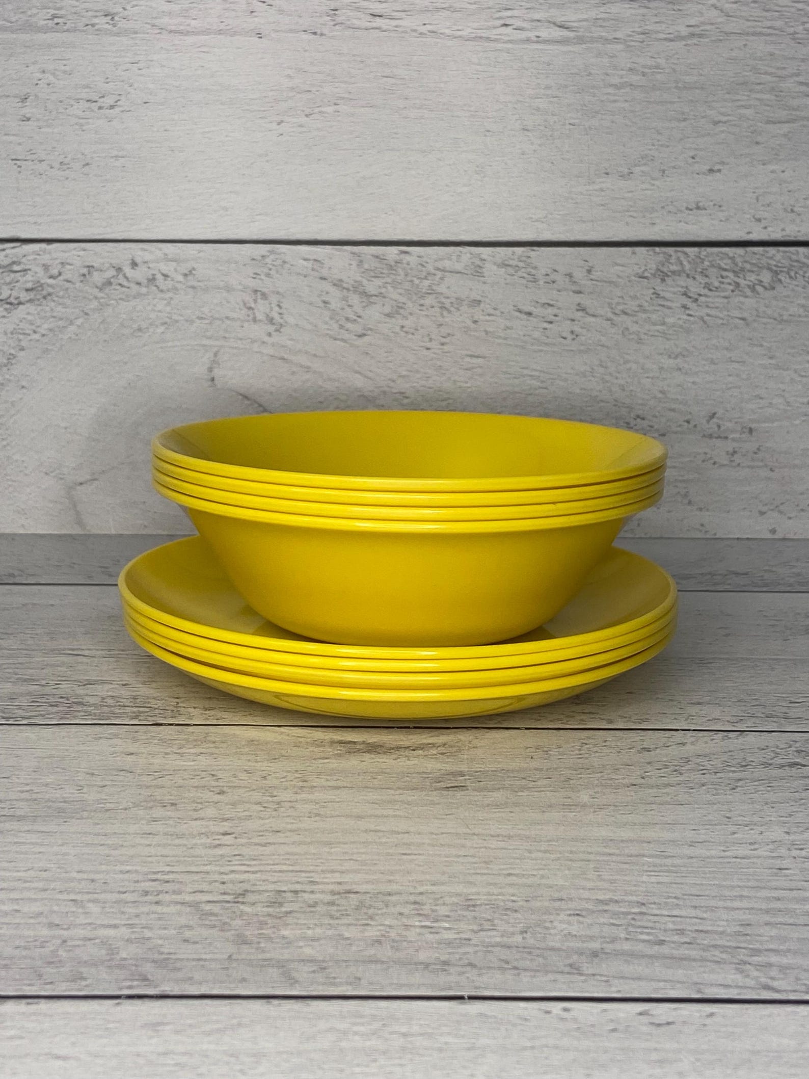 Vintage Melamine Yellow Plate Set - Etsy