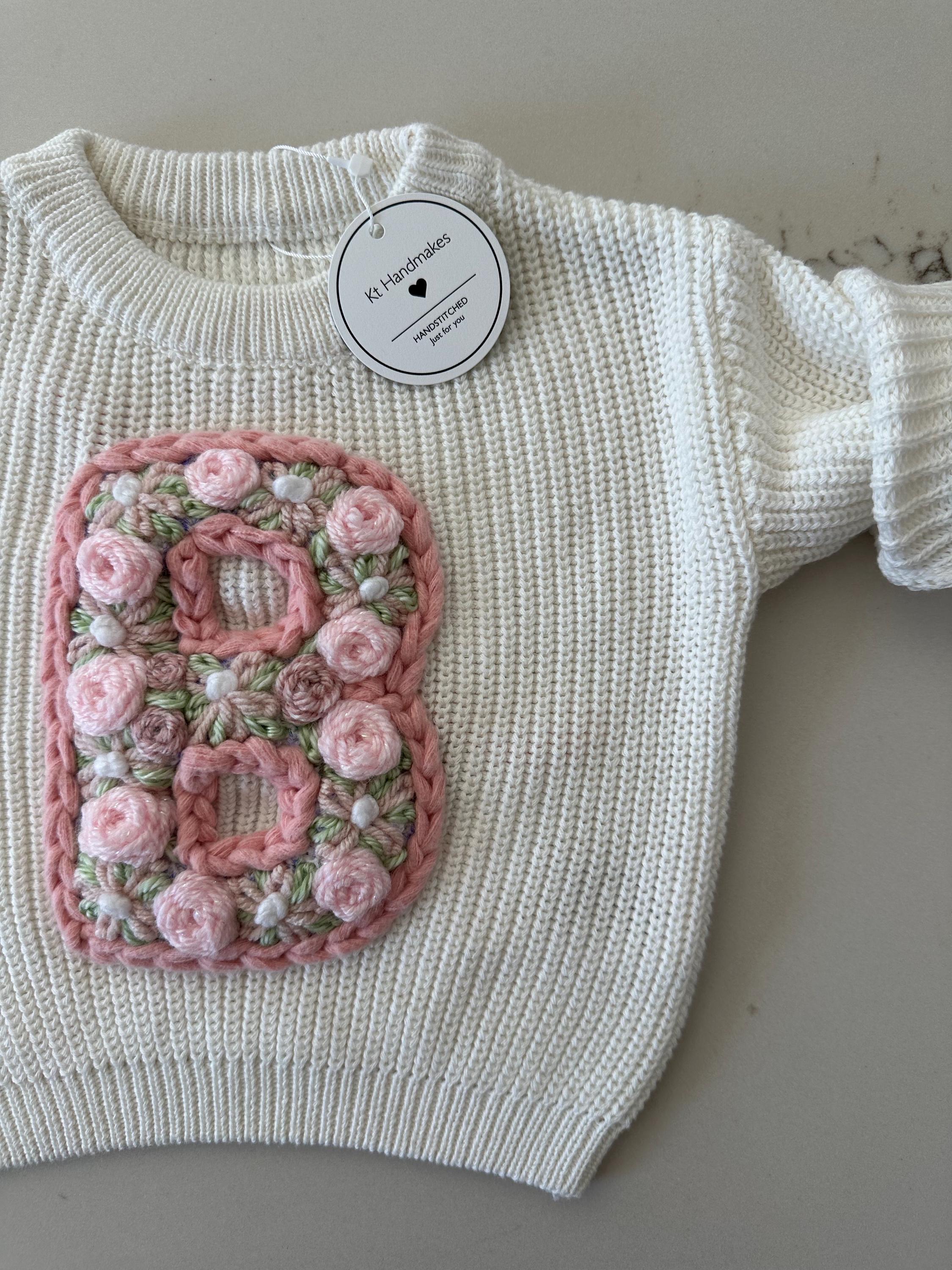 Hand Embroidered Baby/toddler Monogrammed Sweater (roses and Flowers ...