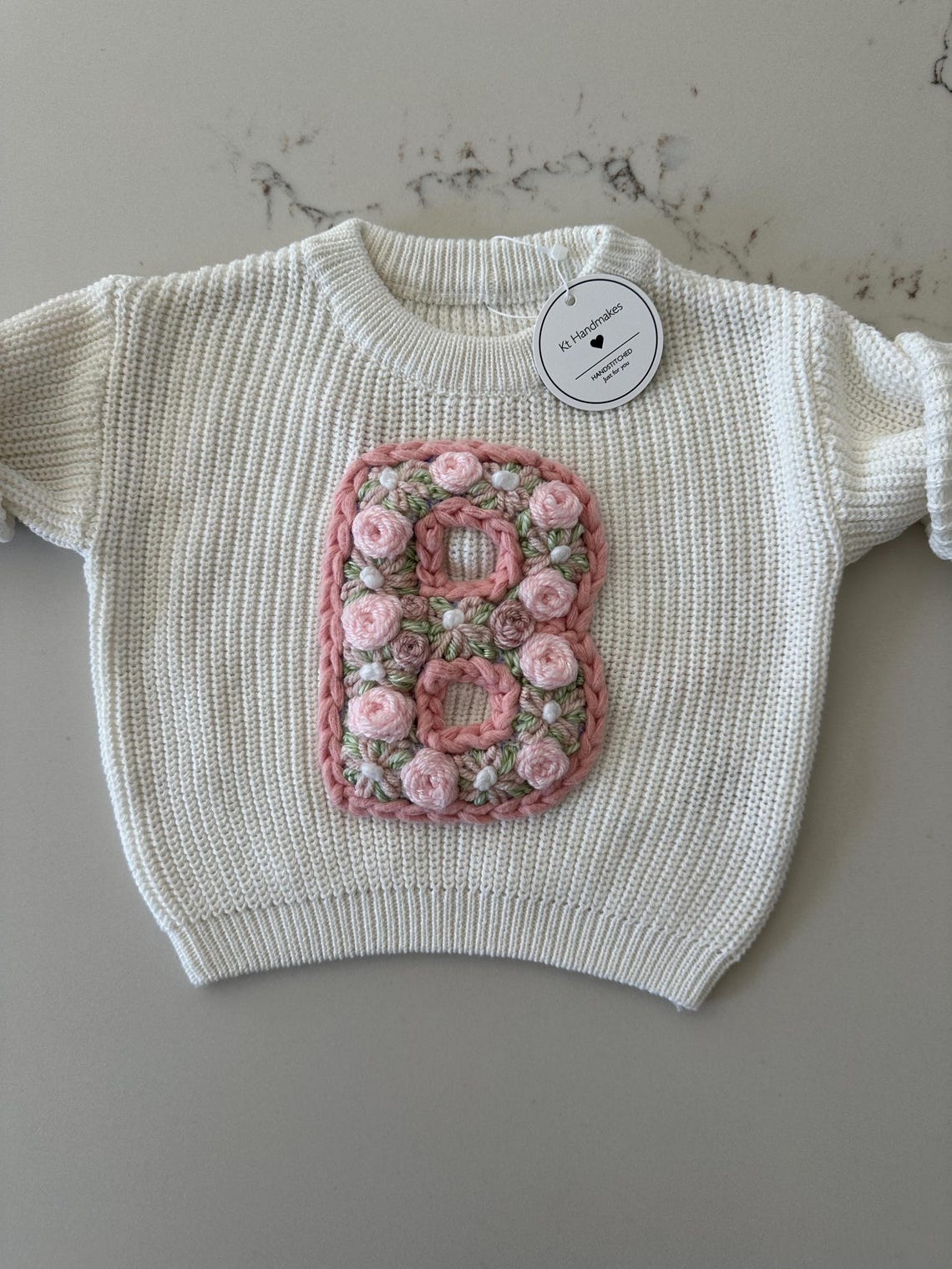 Hand Embroidered Baby/toddler Monogrammed Sweater (roses and Flowers ...