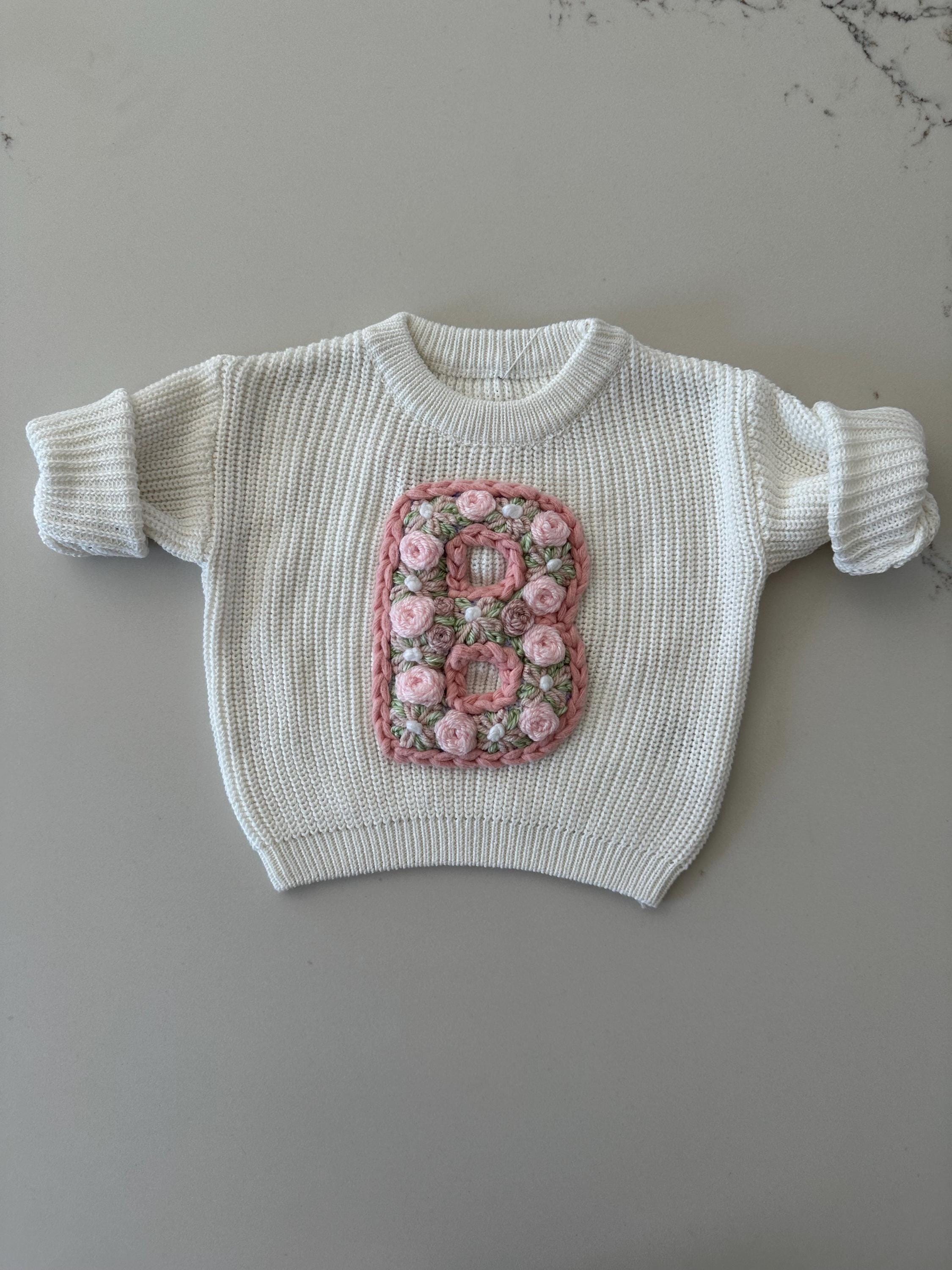 Hand Embroidered Baby/toddler Monogrammed Sweater (roses and Flowers ...