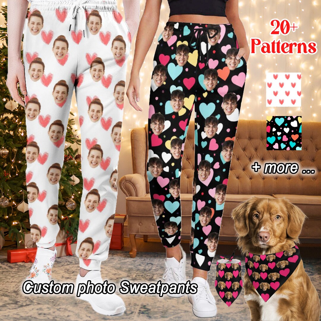 Custom Sweatpants With Love,personalized Face Pajama Trousers,custom ...