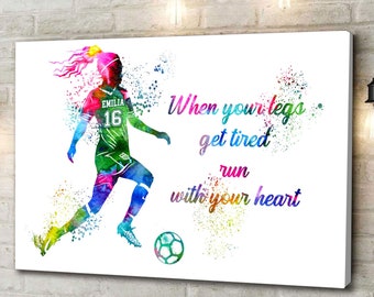 GIRL PLAYER SOCCER Personalized Watercolor Print Watercolor Print ...