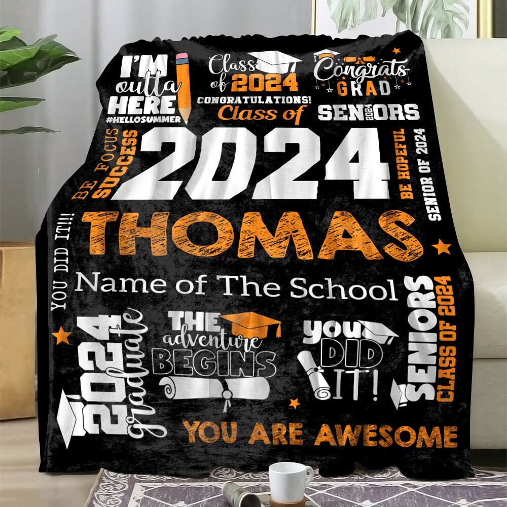 College Graduation Blanket, Custom Graduation Soft Cozy Sherpa Fleece ...