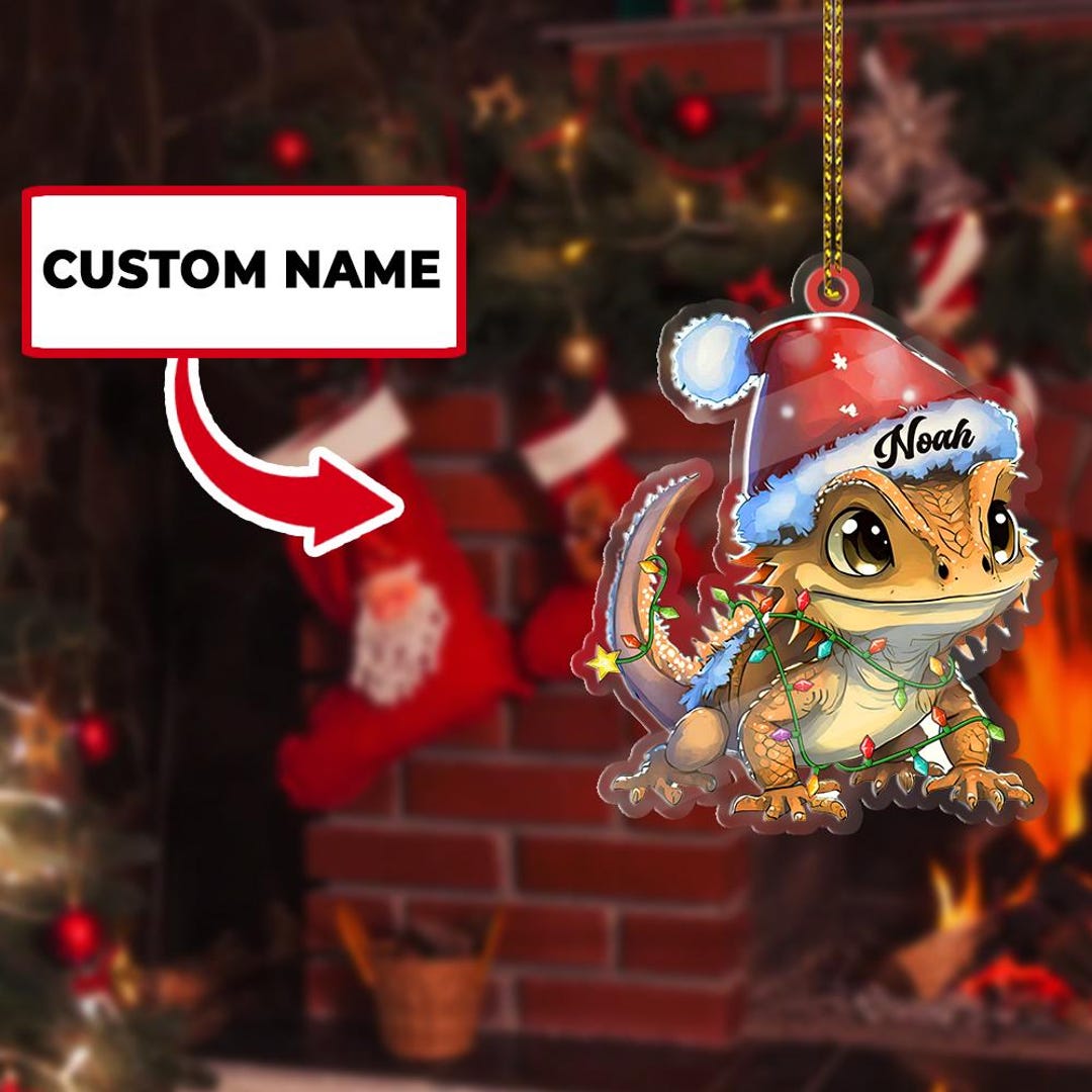 Bearded Dragon Christmas Acrylic Ornament, Custom Bearded Dragon ...