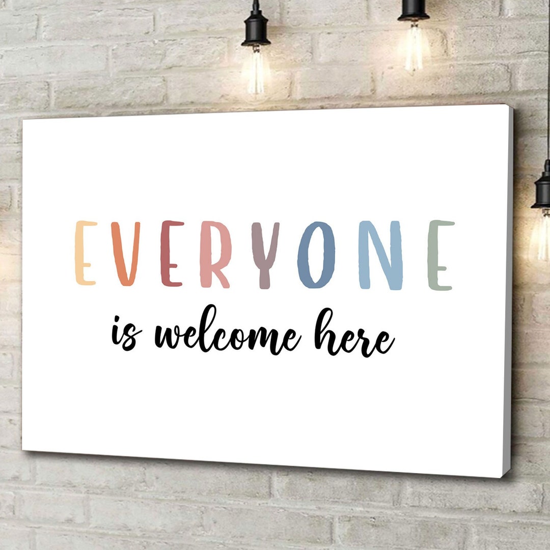 Everyone is Welcome Here Diversity Canvas, Diversity Classroom Decor ...