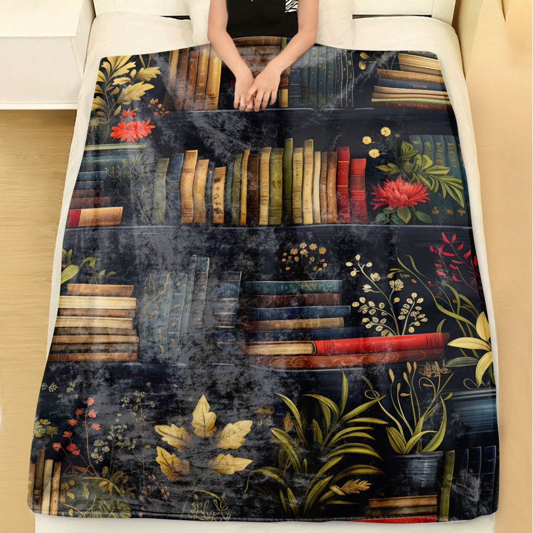 Vintage Flower And Books Sherpa Fleece Blanket Vintage Books Blanket
