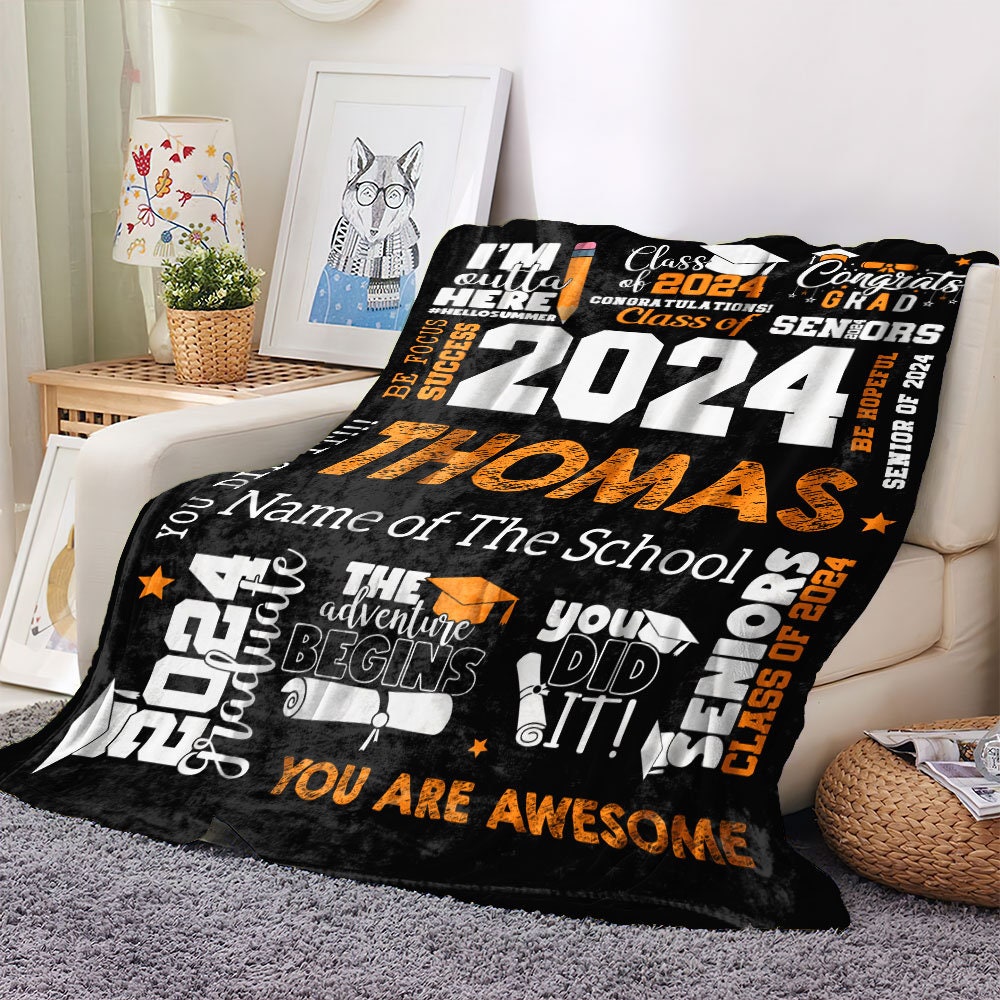 College Graduation Blanket, Custom Graduation Soft Cozy Sherpa Fleece ...