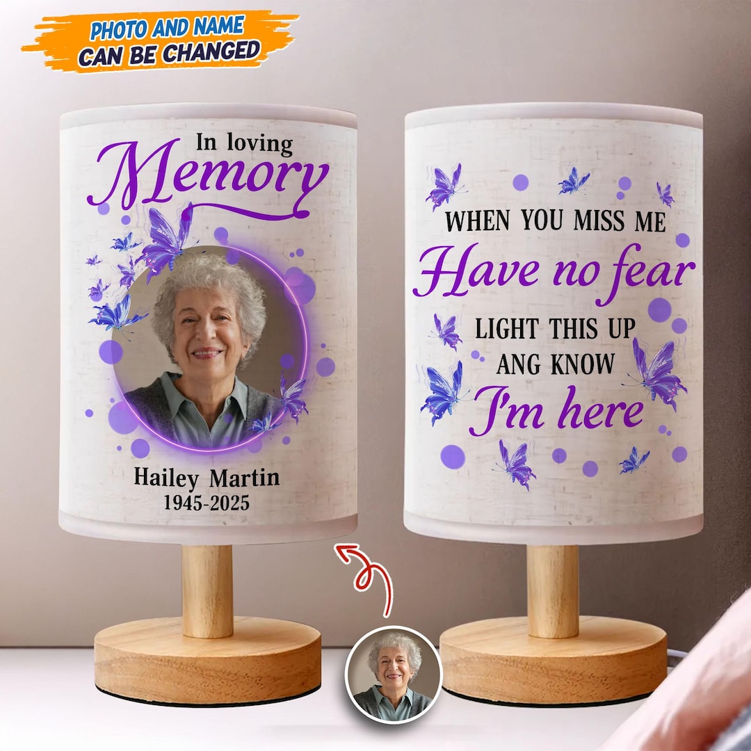 Memorial Photo Lamp With Custom Name, Personalized Tribute Light, in ...