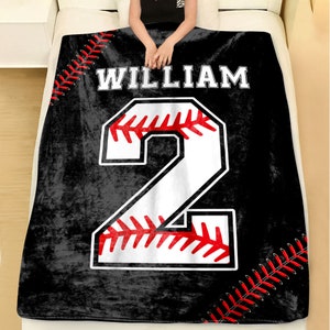 Personalized Baseball Blanket, Custom Name Number Soft Cozy Sherpa ...