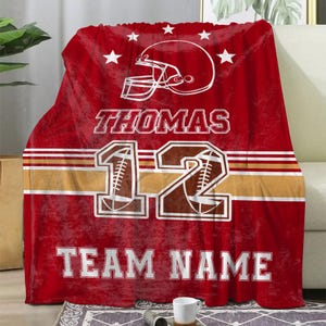 Personalized Football Player Blanket, Touchdown Blanket, Custom Name ...