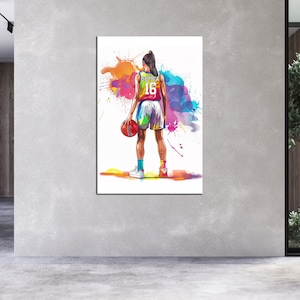 Basketball Girl Player Canvas Poster,personalised Basketball Player ...