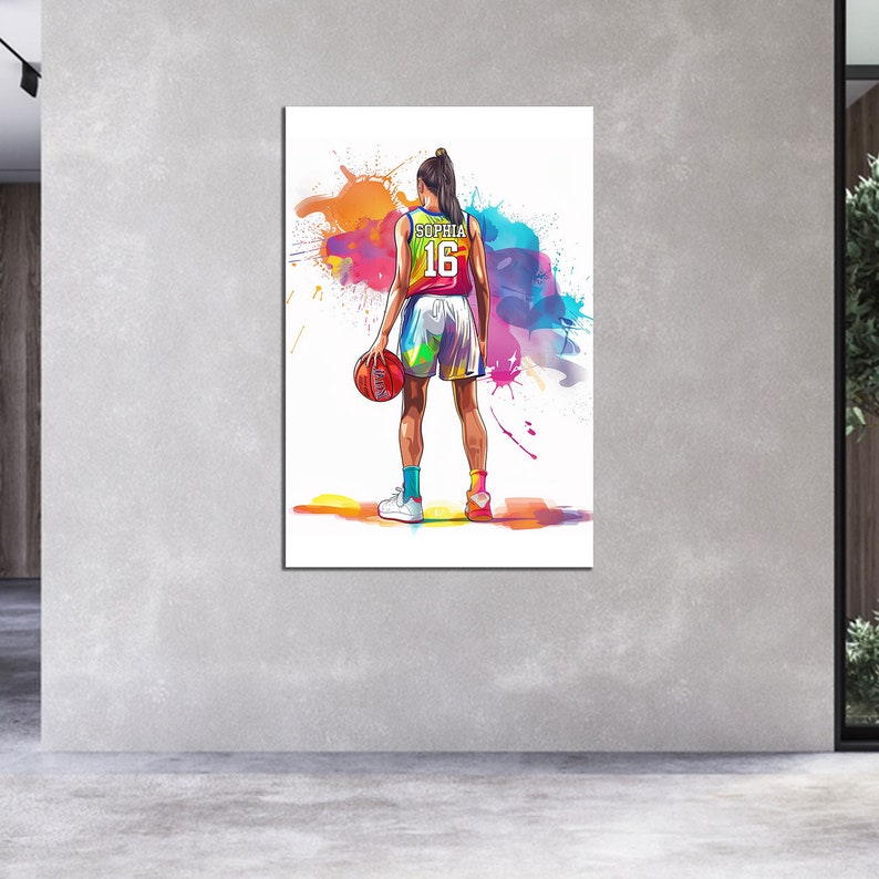 Basketball Girl Player Canvas Poster,personalised Basketball Player ...