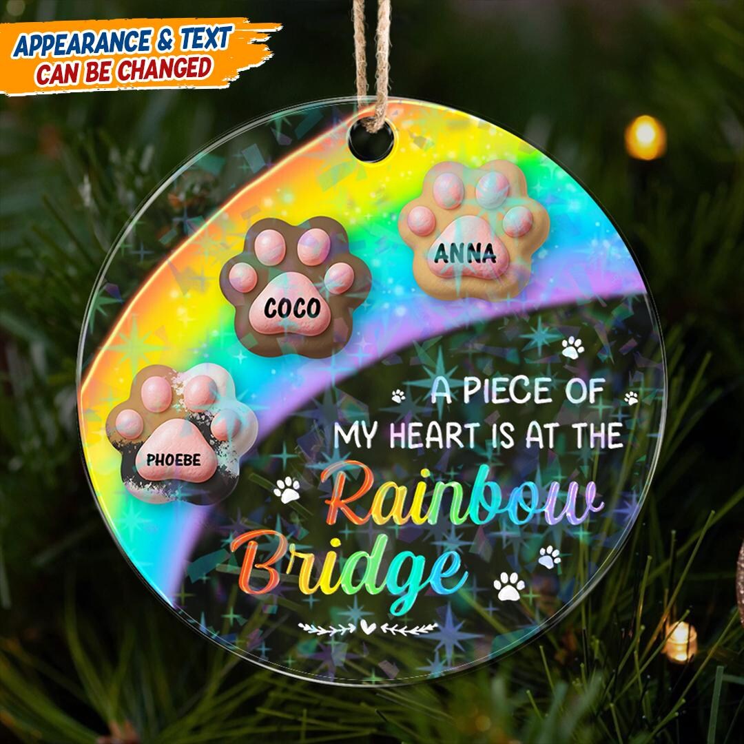 Personalized Rainbow Bridge Acrylic Ornament - Custom Pet Memorial Paw ...