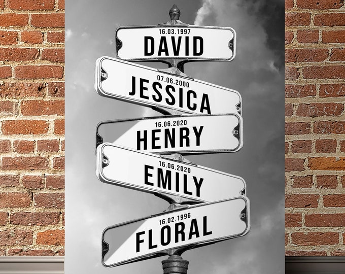 Personalized Family Names Date of Birth Vintage Street Sign Premium ...