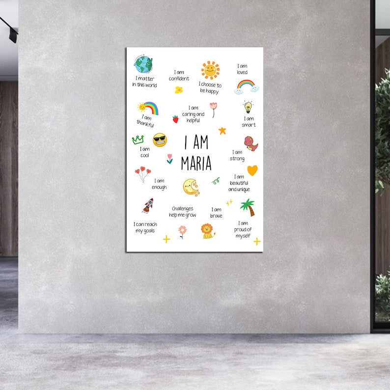 Children Affirmation Canvas, Motivational Kids Poster, Classroom ...