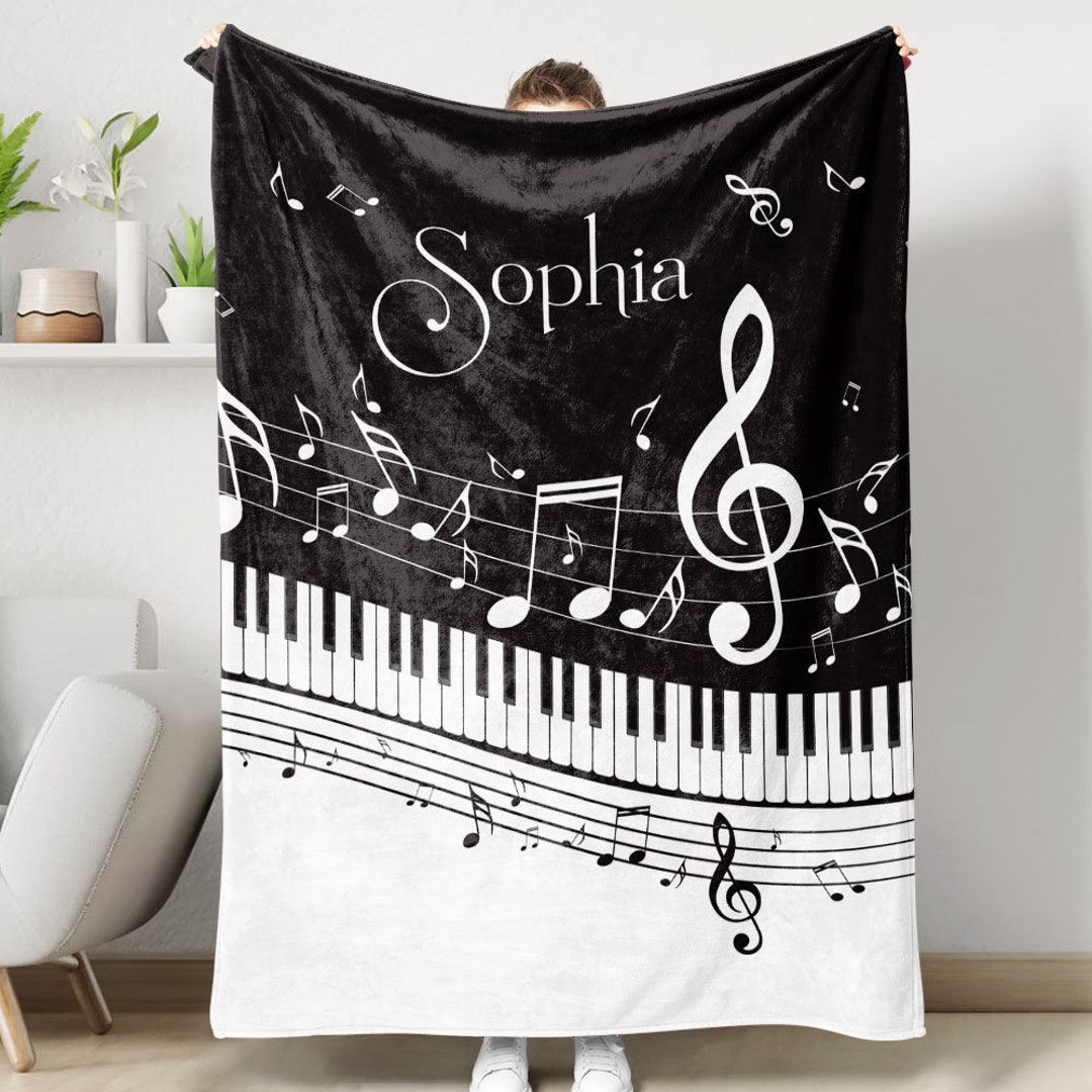 Piano Music Custom Blanket With Name, Music Blanket, Music Lover ...