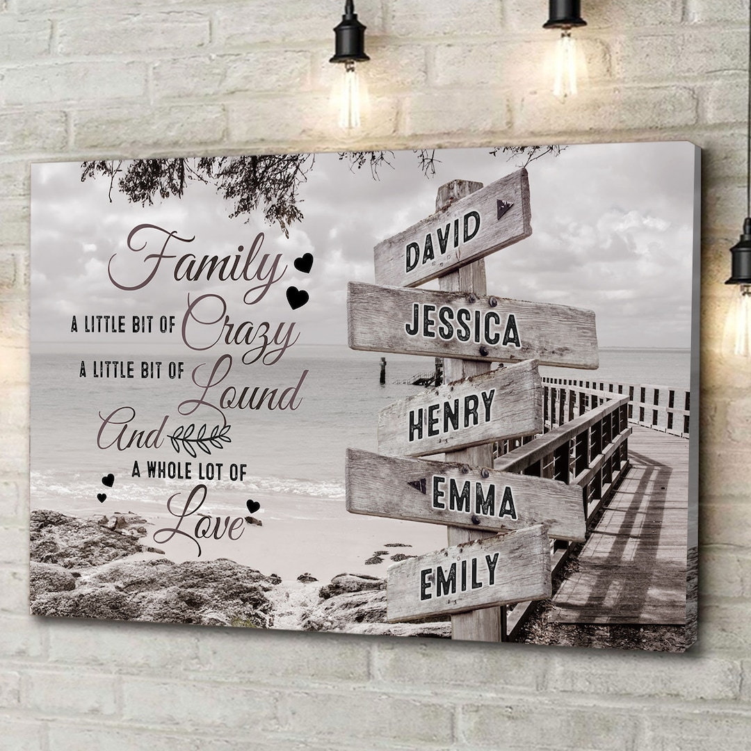 Family A Little Bit of Crazy Personalized Wall Print With Multi Name ...