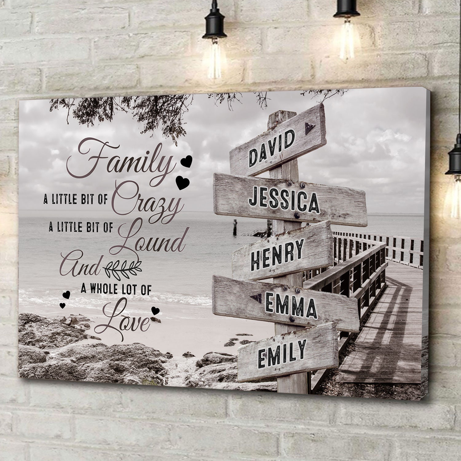 Family A Little Bit of Crazy Personalized Wall Print With Multi Name ...