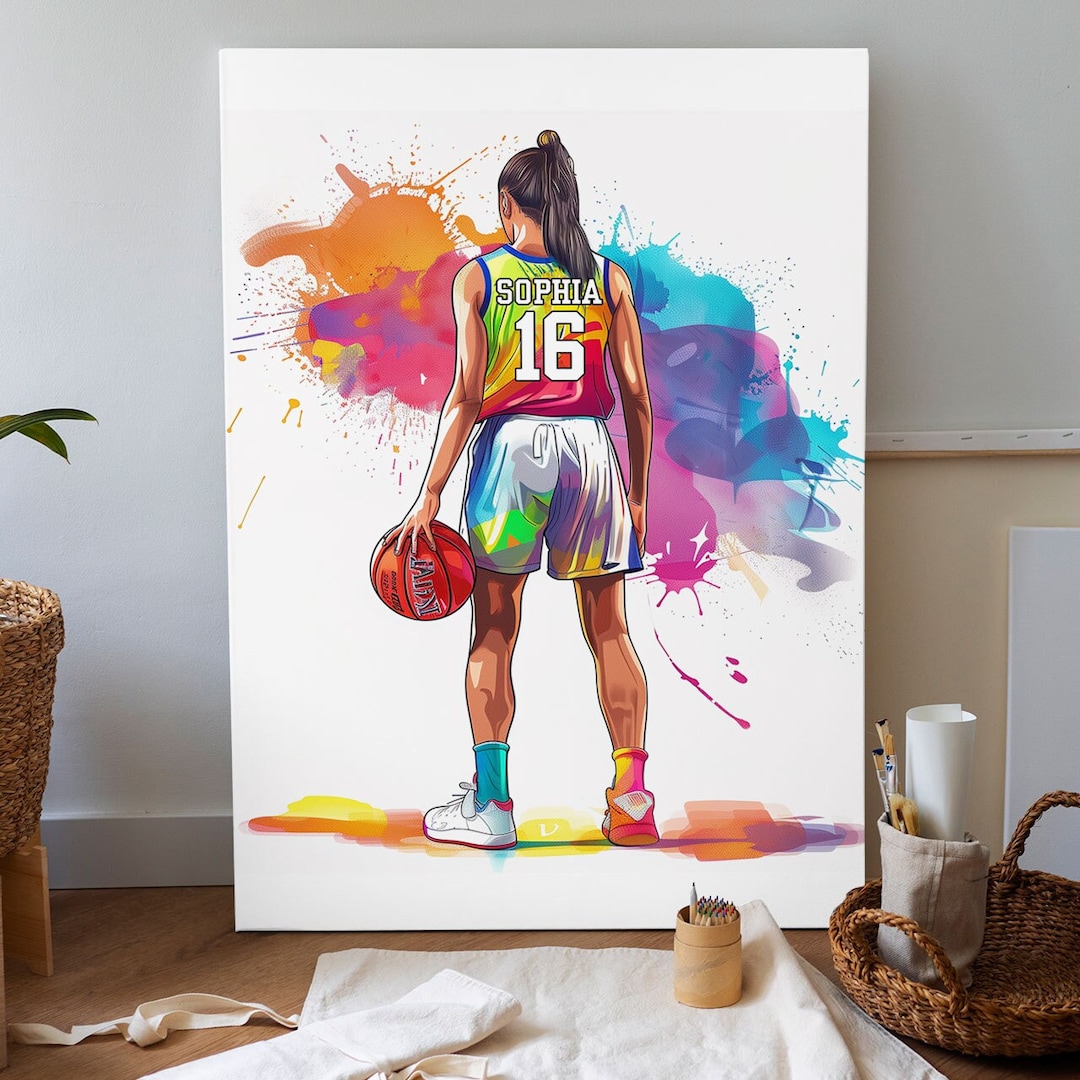 Basketball Girl Player Canvas Poster,personalised Basketball Player ...