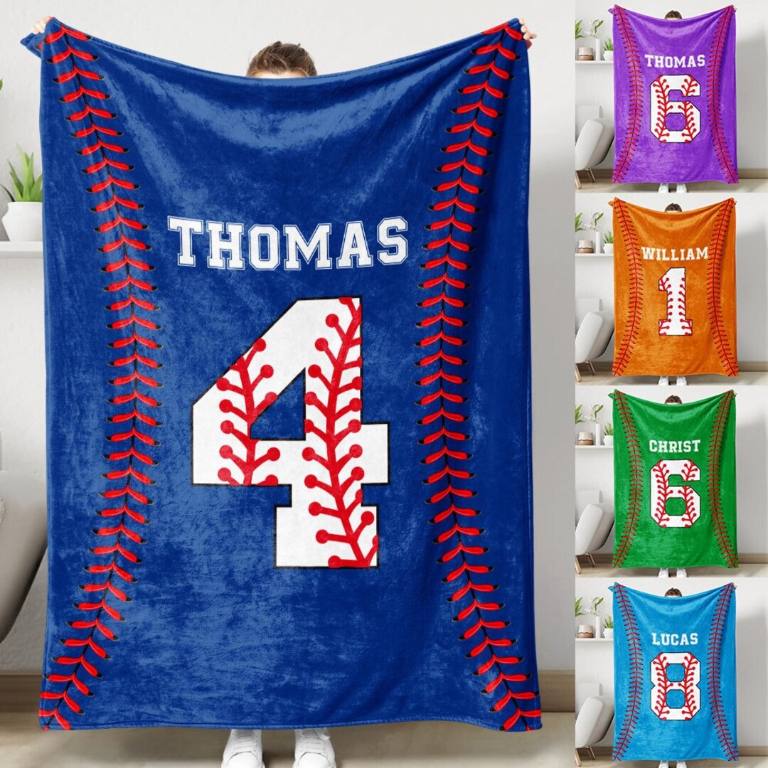 Personalized Baseball Blanket, Custom Name Number Soft Cozy Sherpa ...