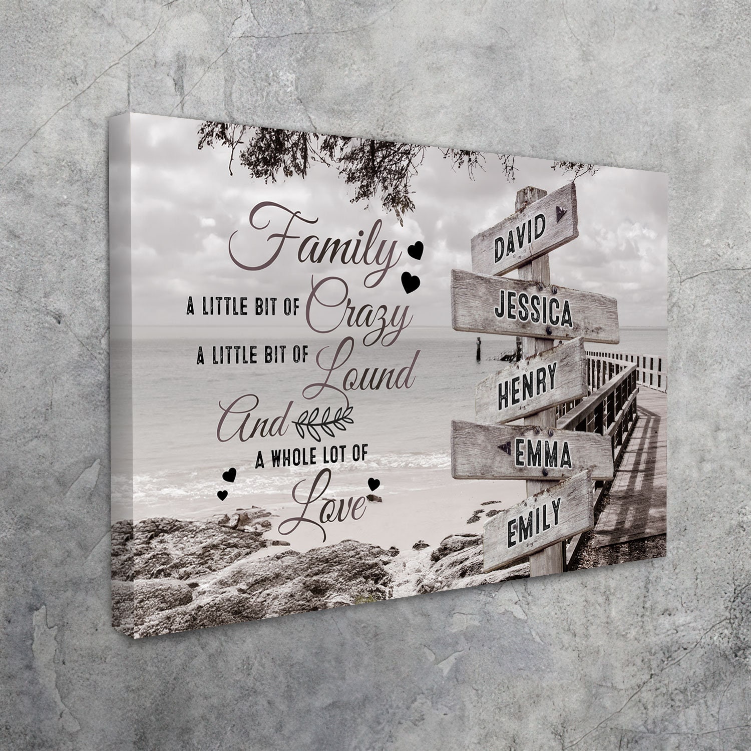 Family A Little Bit of Crazy Personalized Wall Print With Multi Name ...