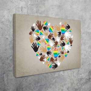 Diversity Hands Heart Diversity Canvas, Diversity Classroom Decor ...