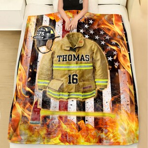 Personalized Firefighter Personalized Blanket, Custom Name American ...