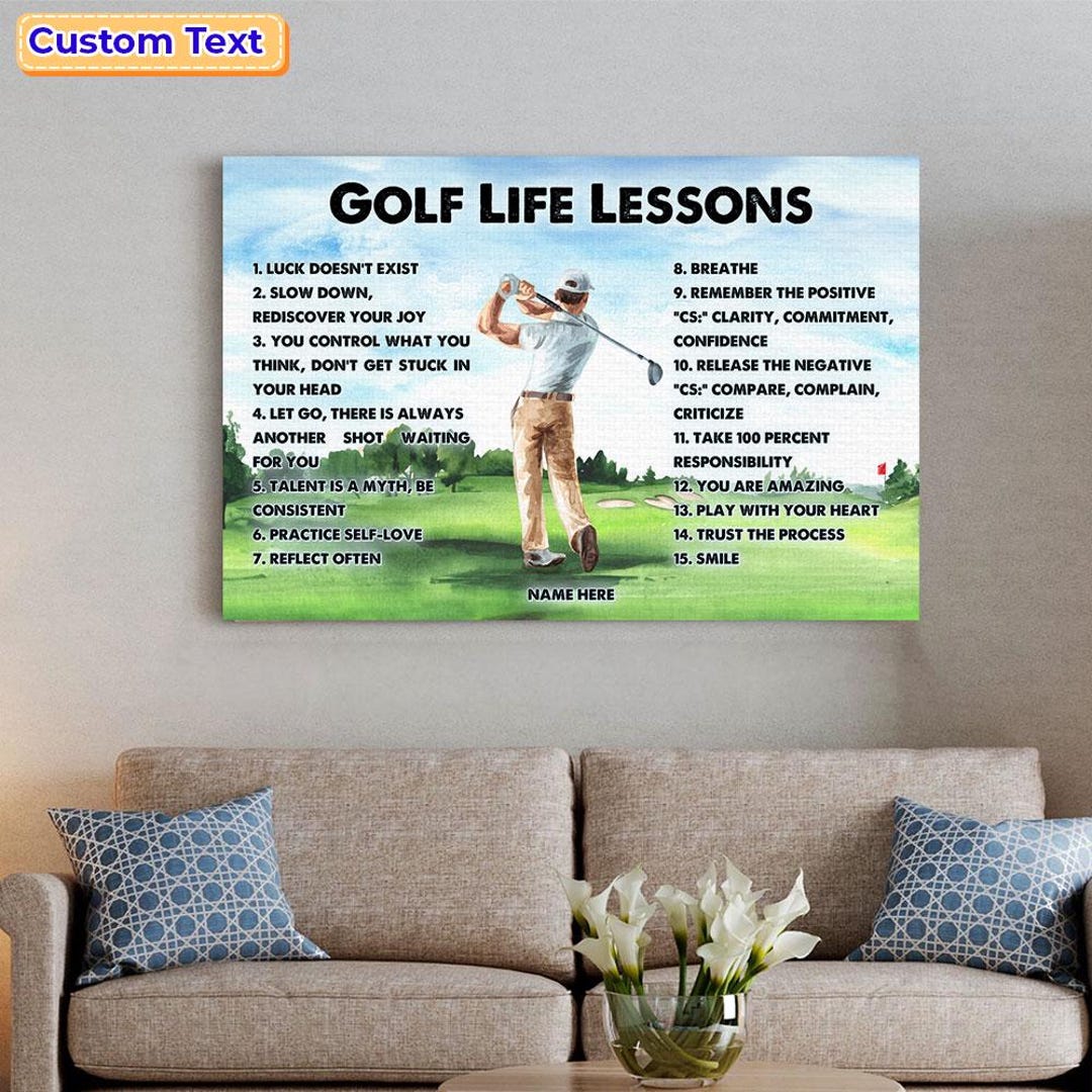 Golf Life Lessons Canvas, Personalized Vintage Golf Poster, Golf Wall ...
