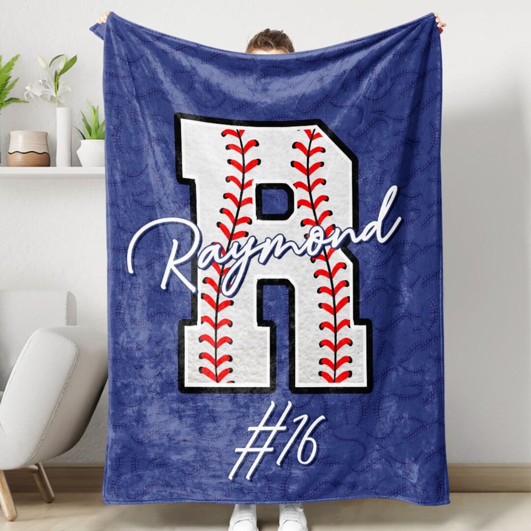 Personalized Baseball Blanket, Baseball Player Blanket, Custom Name ...