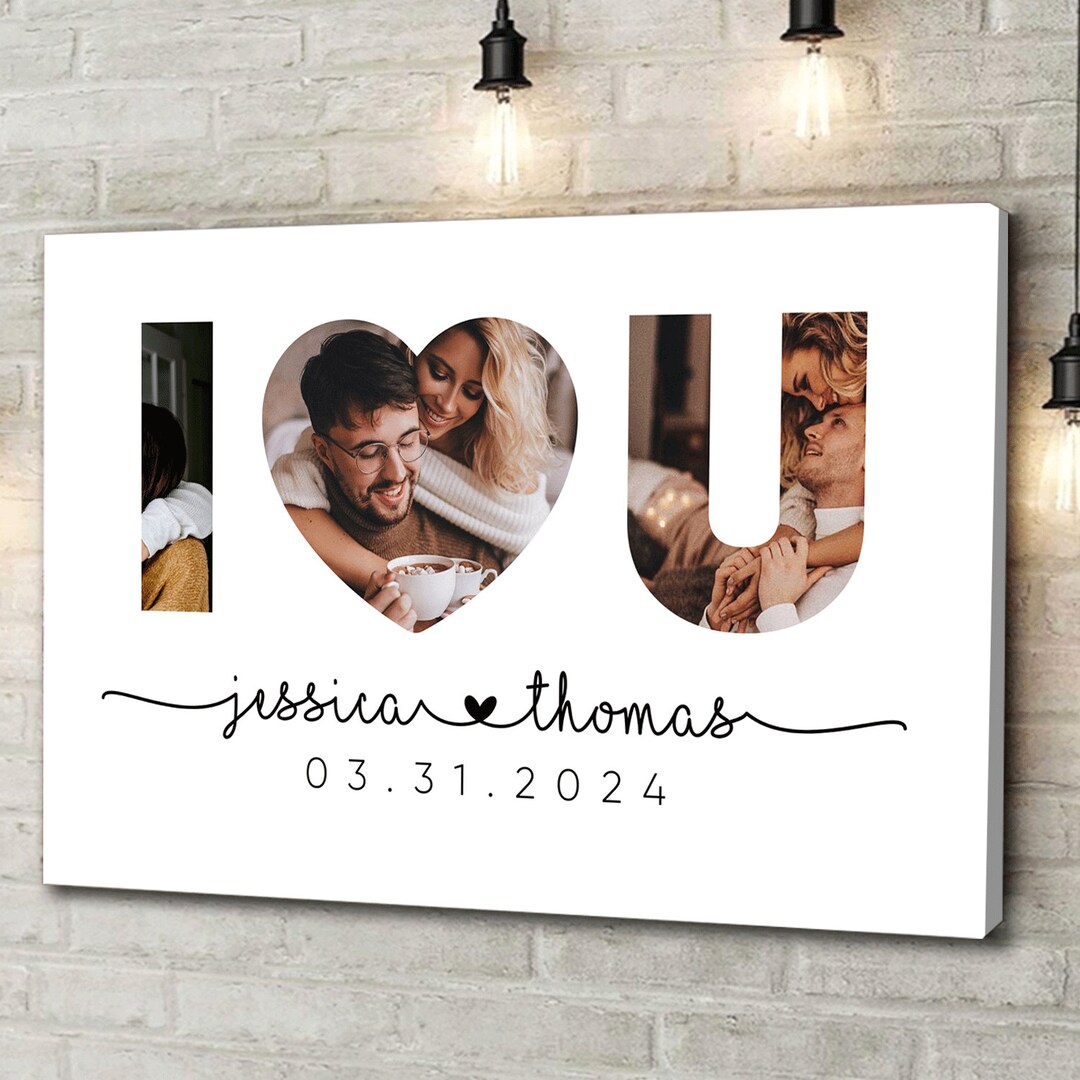 I Love You Collage Canvas, Couple Photo Collage Poster, Love Photo ...