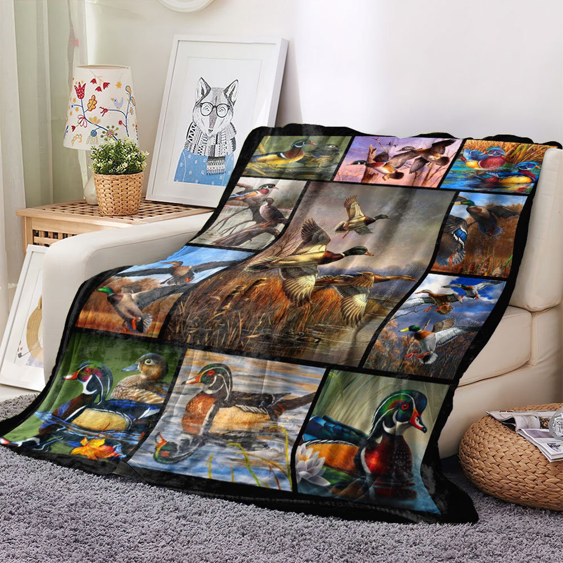 Duck Hunting Personalized Blanket, Fleece Sherpa Baby Blanket Gift ...